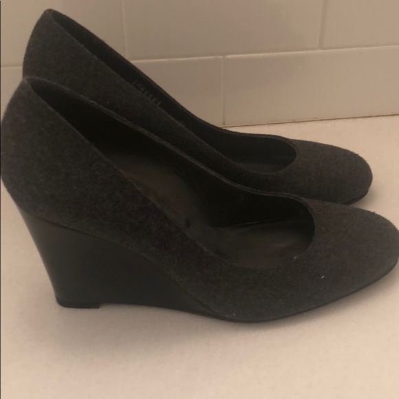Stuart Weitzman | Shoes | Grey Flannel Wedge With Black Heel Never Worn ...